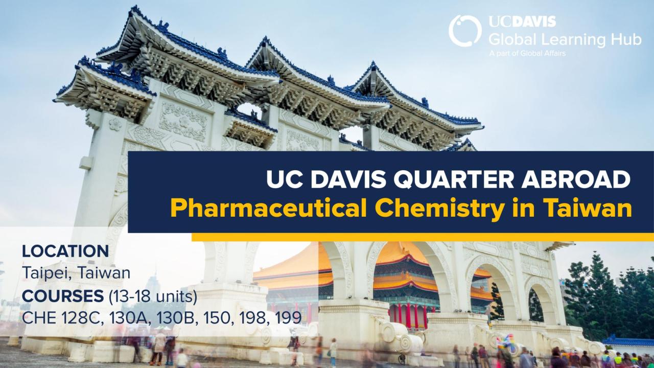 Quarter Abroad Taiwan, "Pharmaceutical Chemistry in Taiwan" (Info Session) | Global Learning Hub